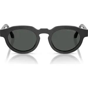 ARMANI Giorgio Round Frame Sunglasses - Brushed Black/dark Grey