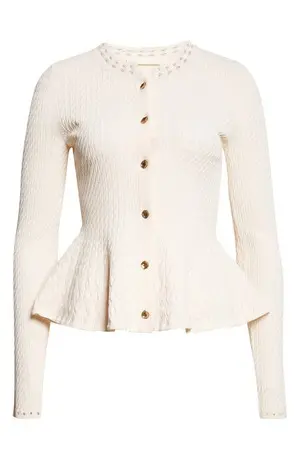 JASON WU Cable Stitch Peplum Cardigan
