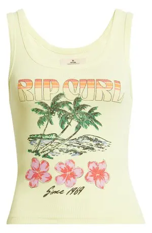 Rip Curl Graphic Cropped Tank - Pale Yellow
