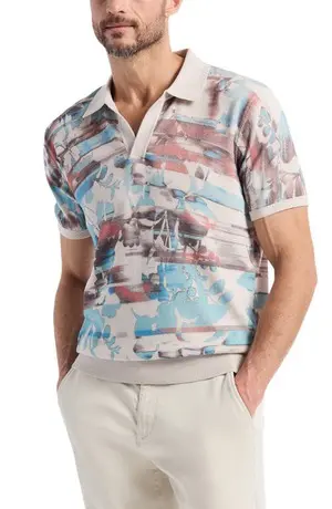 Robert Graham Ordale Johnny Collar Cotton Sweater Polo