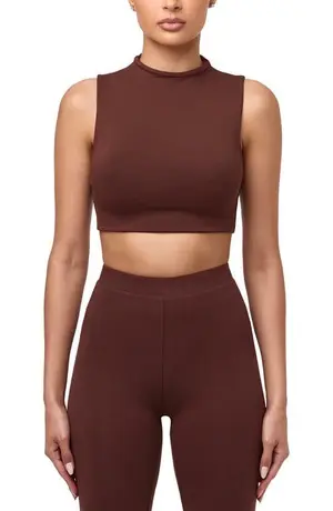Naked Wardrobe Mock Neck Cropped Tank