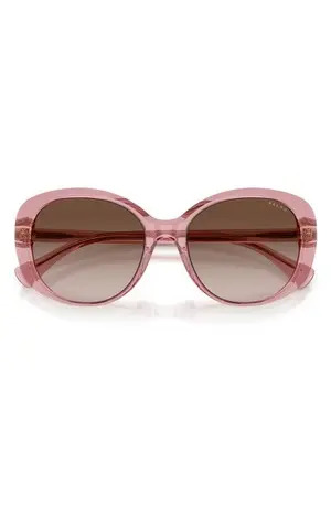 Ralph Lauren 56mm Gradient Round Frame Sunglasses - Transparent Violet/brown