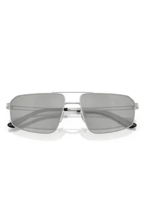 Emporio Armani 59mm Aviator Sunglasses - Matte Silver/clear Silver