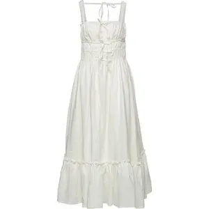VASILIKI Amara Ruched Midi Linen Dress - Pristine