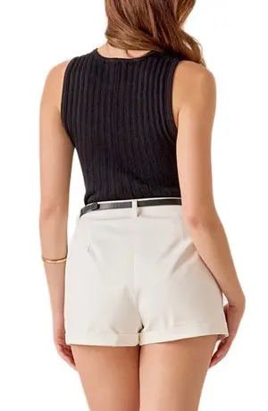 MARSY Sleeveless Ribbed Knit Top - Black