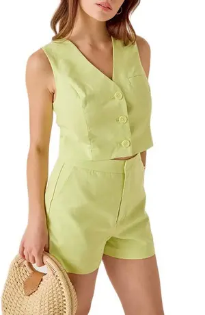 MARSY High Waisted Cotton Linen Shorts