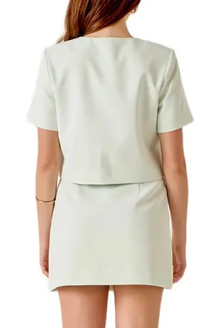 MARSY Short Sleeve Top With Statement Buttons