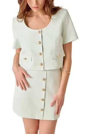 MARSY Short Sleeve Top With Statement Buttons