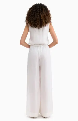 Rebecca Taylor Wide Leg Linen Blend Trousers - Ivory