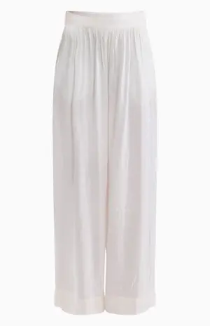 Rebecca Taylor Wide Leg Linen Blend Trousers - Ivory