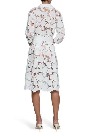 L'Agence Lace Midi Shirt Dress With Tie Waist