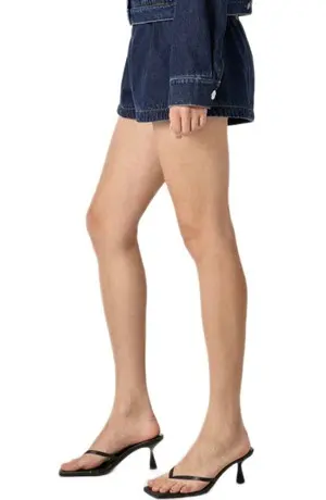 English Factory High Waist Pleated Denim Shorts