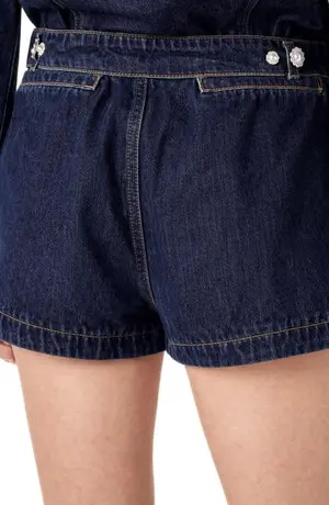 English Factory High Waist Pleated Denim Shorts