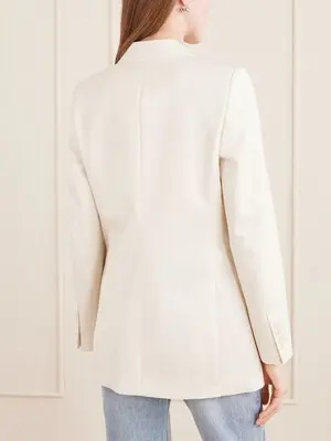 NILI LOTAN Weston Double-breasted Wool-gabardine Blazer - Neutrals