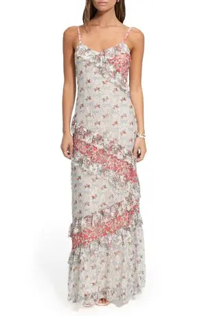 Agua Bendita Alana Lace & Ruffle Maxi Dress - White