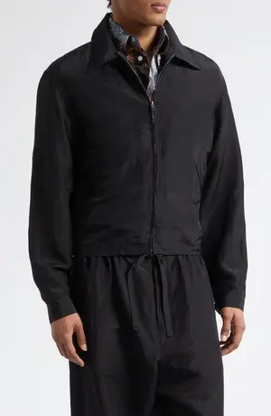 LEMAIRE Short Linen Blend Zip Jacket - Black