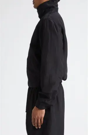LEMAIRE Short Linen Blend Zip Jacket - Black