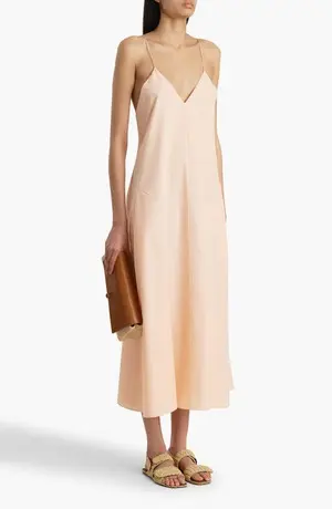 Khaite Iben Slipdress In Cotton Poplin - Light Peach