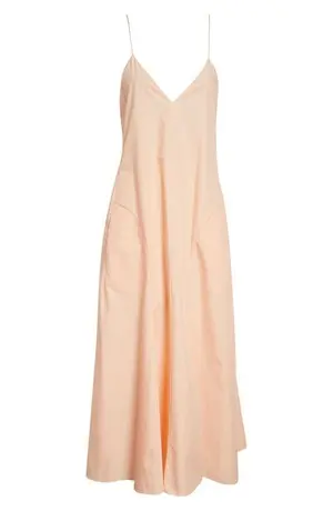 Khaite Iben Slipdress In Cotton Poplin - Light Peach