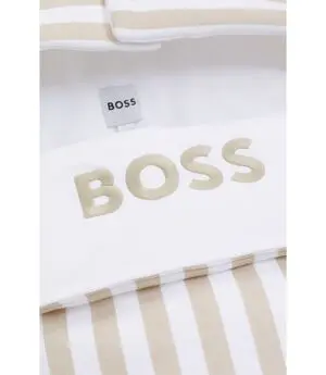 BOSS Striped Cotton Baby Nest With Embroidered Logo - Beige