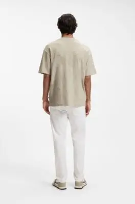 BOSS Floral-jacquard T-shirt In A Cotton Blend - Light Grey