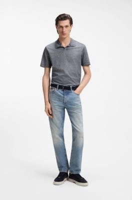 BOSS Cotton-linen Polo Shirt With Johnny Collar