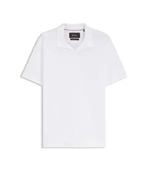 BOSS Cotton-linen Polo Shirt With Johnny Collar - White