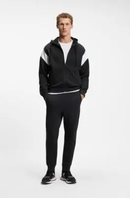 BOSS Zip-up Sweatshirt In Spacer Piqué With Embroidered Logo - Dark Blue