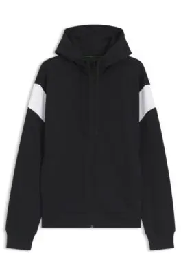 BOSS Zip-up Sweatshirt In Spacer Piqué With Embroidered Logo - Dark Blue
