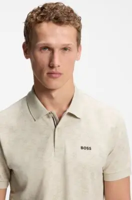 BOSS Cotton-piqué Polo Shirt With All-over Print - Light Beige