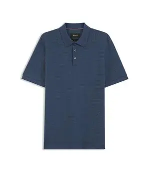 BOSS Regular-fit Polo Shirt With Micro Mouliné Finish - Light Blue
