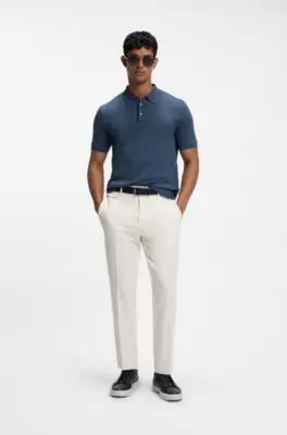 BOSS Regular-fit Polo Shirt With Micro Mouliné Finish - Light Blue