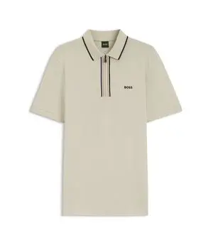 BOSS Active Slim-fit Polo Shirt In Moisture-wicking Stretch Cotton - Light Beige