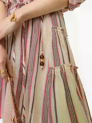 Burberry Striped Cotton Voile Mini Dress With Ruffled Skirt