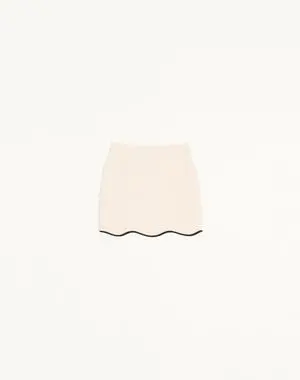 Valentino Garavani Valentino Crepe Couture Mini Skirt With Scalloped Hem Vanilla/black