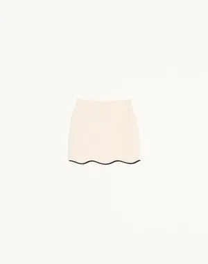 Valentino Garavani Crepe Couture Mini Skirt With Scalloped Hem - Vanilla/black