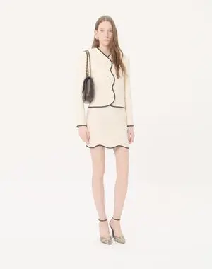 Valentino Garavani Crepe Couture Mini Skirt With Scalloped Hem - Vanilla/black