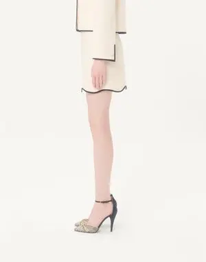 Valentino Garavani Crepe Couture Mini Skirt With Scalloped Hem - Vanilla/black