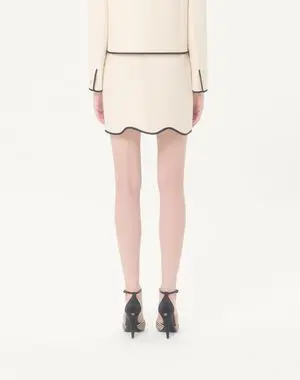 Valentino Garavani Crepe Couture Mini Skirt With Scalloped Hem - Vanilla/black