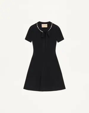 Valentino Garavani Embroidered Knit Dress With Rhinestone Necklace