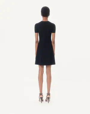 Valentino Garavani Embroidered Knit Dress With Rhinestone Necklace