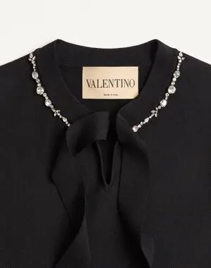 Valentino Garavani Embroidered Knit Dress With Rhinestone Necklace