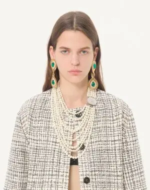 Valentino Garavani Square Tweed Jacket - Vanilla/black