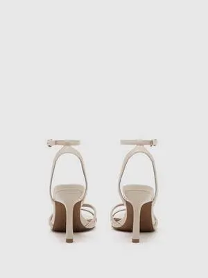 REISS Leather Link-strap Stiletto Sandals - White