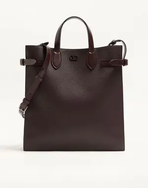 Valentino Garavani Grained Leather Tote Bag - Dark Brown