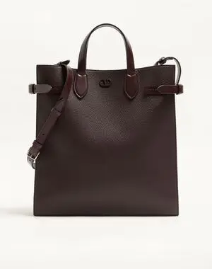 Valentino Garavani Grained Leather Tote Bag - Dark Brown