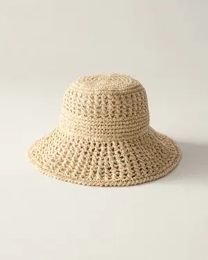 HAVEN WELL WITHIN Raffia Crochet Bucket Hat