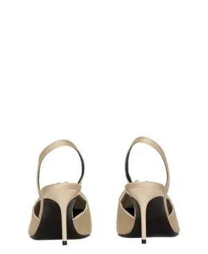 Balmain Cotton Gabardine Slingbacks With Piercing Detail