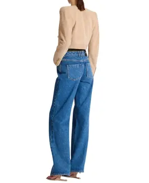 Balmain Cropped Suede Leather Jacket - Beige