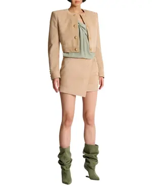Balmain Suede Wrap Mini Skirt